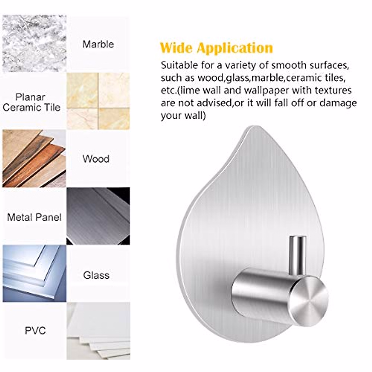 Door Hooks Self Adhesive Heavy Duty Waterproof Stainless Steel Hooks for Hanging Coat Hat Towel Robe Hook Rack Wall Mount Camper Decor Stick on Wall Hooks and Command Hook for Bedroom Bathroom