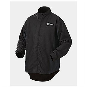 Welding Jacket, L, 30", Black/Navy