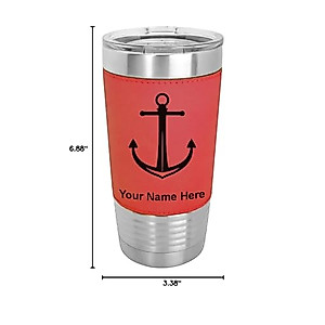 LaserGram 20oz Vacuum Insulated Tumbler Mug, Boat Anchor, Personalized Engraving Included (Faux Leather, Red)