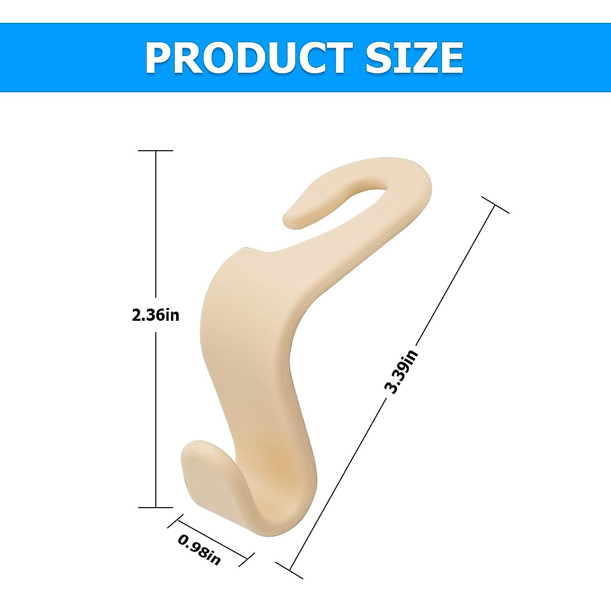 4PCS Car Seat Headrest Hooks, Auto Back Seat Hanger Holder, Durable Stylish Vehicle Organizer Universal Car Interior Accessories, Storage Hooks for Purses, Bags, Clothes, Coats, Hats (Beige/4PCS)