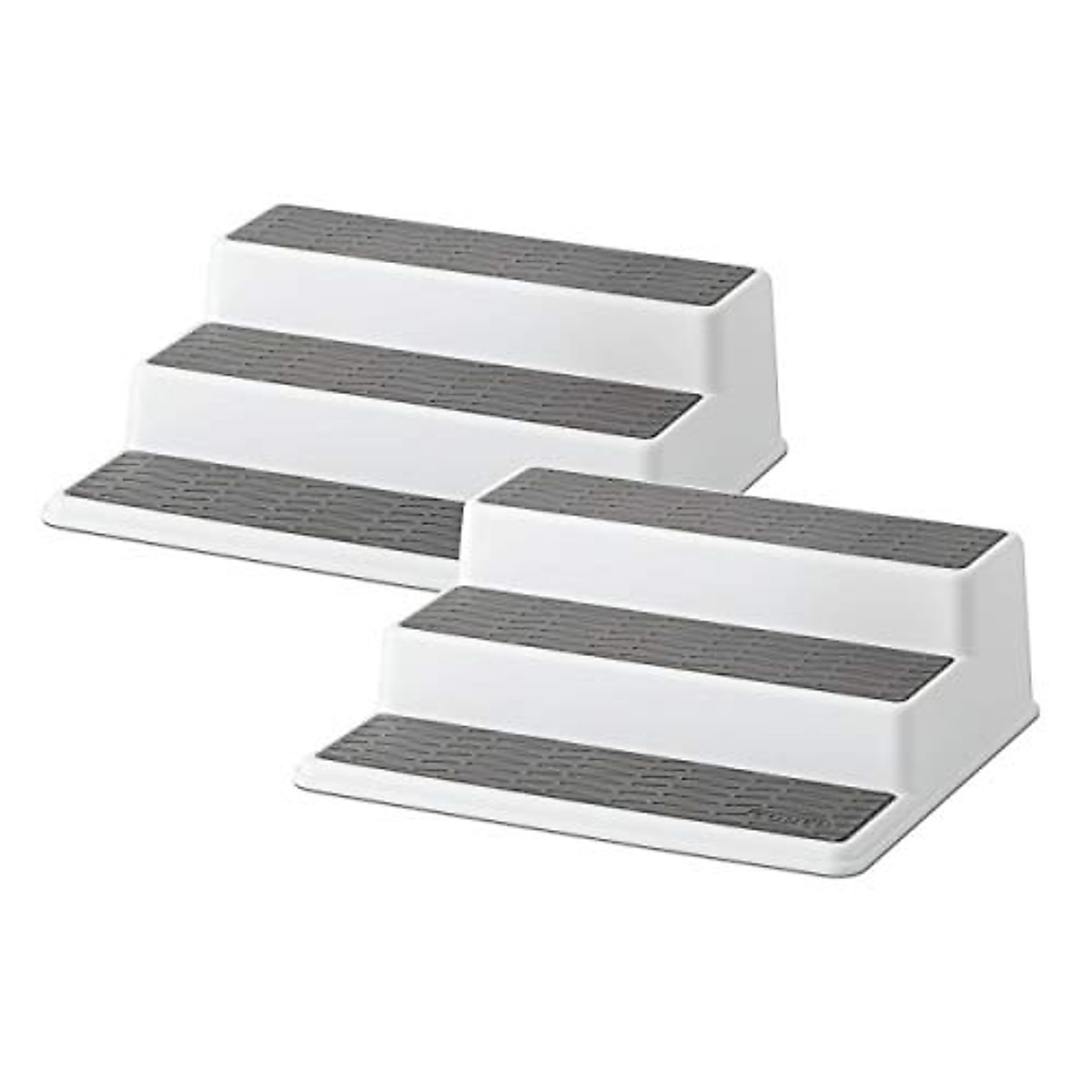 Copco 5257350 Non-Skid 3-Tier Spice Pantry Kitchen Cabinet Organizer, 2 Pack, Grey 2 & Basics Non-Skid Pantry Cabinet Lazy Susan Turntable, 12-Inch, White/Gray