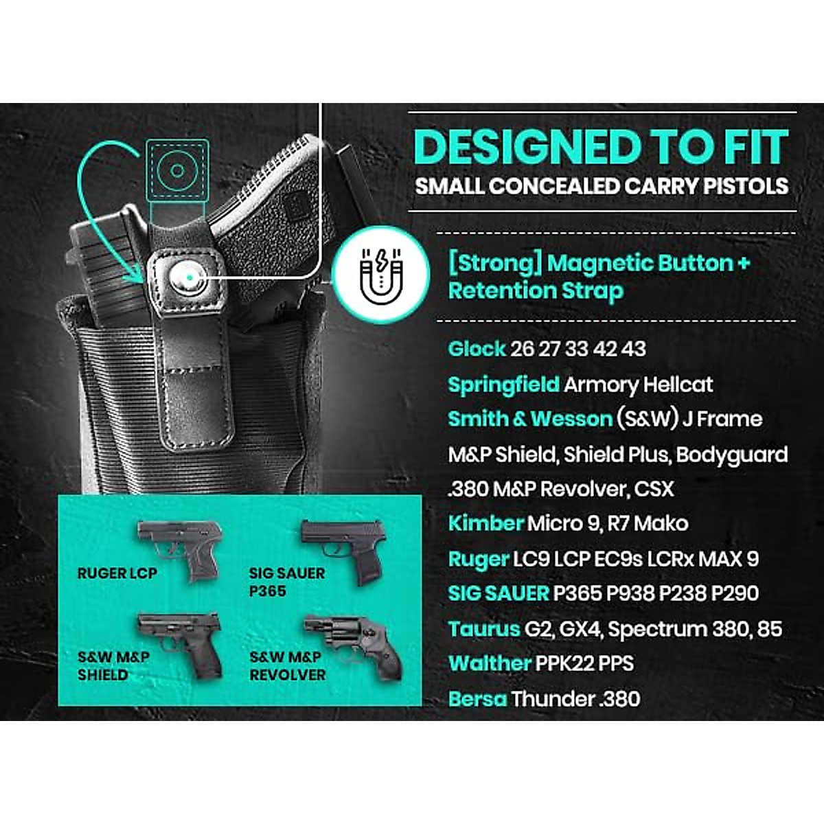 Ankle Holster for 380 and 9mm – Fast Silent Draw – Comfortable & Durable | Fits: SIG P365 P238 Ruger LCP 380 LC9 EC9s Glock 26 42 43, Hellcat, Bodyguard 380, M&P Shield & Similar Guns [380 9mm 22 LR]