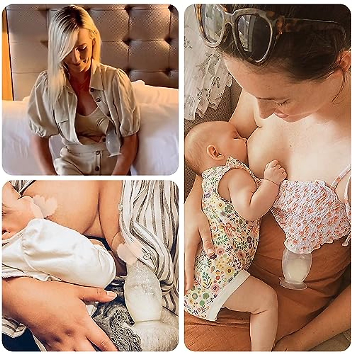 haakaa Manual Breast Pump with Suction Base and Flower Stopper Set for Breastfeeding (4oz/100ml)(Purple)