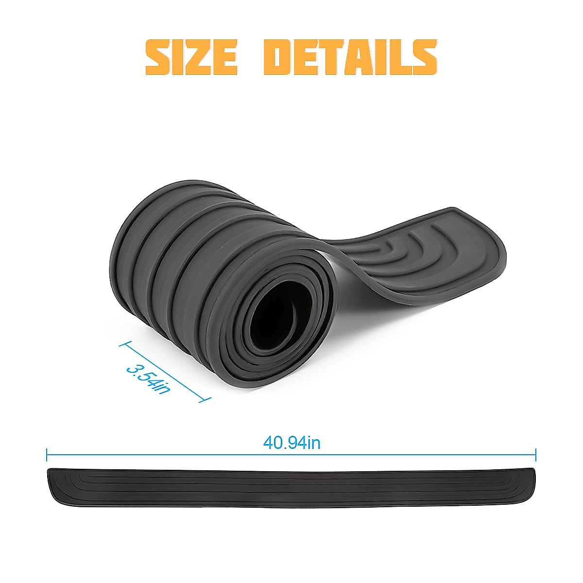 Osilly Car Rear Bumper Protector Guard, Anti-Scratch Trunk Door Protection Strip, Non-Slip Cargo Trunk Protective Guards, Universal Auto Exterior Accessories for SUV (Black, 40.9 * 3.5 inch)