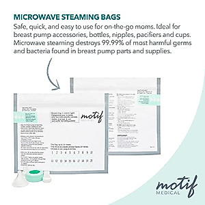 Motif Medical, Breast Pump Parts and Accessories Microwave Steaming Bags - Pack of 7