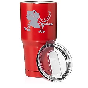 Smooth Body Tumbler Stainless Steel Vacuum Insulated Travel Mug Cup Gift Bearded Dragon Lizard (30 oz, Red)