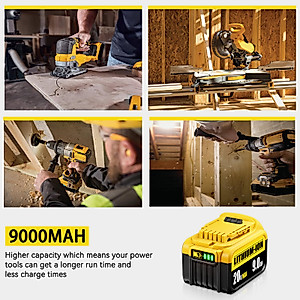 2Pack DCB200 9.0Ah Battery Replacement for Dewalt 20V Max Battery Lithium Ion Compatible with Dewalt Battery DCB204 DCB206 DCB201 DCB203 DCD DCF DCG Series Cordless Power Tools