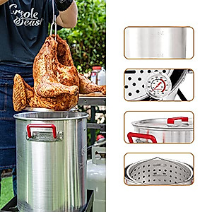 Grills House Turkey Fryer Set TF30TG, Aluminum Fish Boiler Steamer Kit with Heat-Resistant Gloves, 50,000 BTU Propane Burner, Ideal for Thanksgiving Day and Outdoor Cooking, 30 Qt & 10 Qt Pot