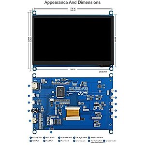 Waveshare 7inch Capacitive Touch Screen LCD Compatible with Raspberry Pi 5/4B/3B+/3A+/2B/B+/A+/Zero/Zero W/WH/Zero 2W CM3+/4 Series Boards 1024×600 Resolution HDMI IPS Supports Windows