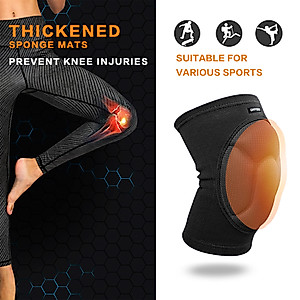 ONTYZZ Knee Pads with Non-Slip Bandage Thickening Anti-Collision EVA Sports Knee Pads for Volleyball Basketball Football Dancing Working Gardening Cleaning Breathable Knee Pads for Men Women Black/L
