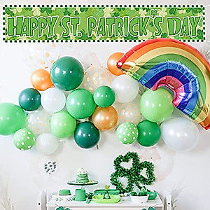 Probsin Happy St. Patrick's Day Banner Double Printed Large St Patricks Day Decorations Shamrock Clover Sign Irish Party Hanging Supplies Decor Lucky Holiday with Brass Grommets for Home,Outdoor,Indoor,Yard,Garden
