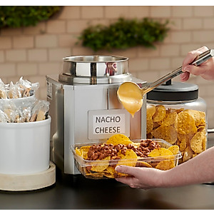 Kratos 29M-052 Single 3.5 Quart Electric Countertop Food Warmer with Inset Pot, Lid, and Ladle. Stainless Steel Nacho Cheese and Chili Warmer. 120V, 200W