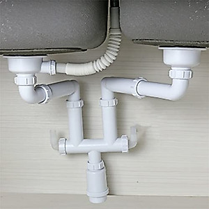 LIRUXUN Double Sink Drainage System Odor Proof Bottle Drain Pipe Adjustable Downpipe Pipe Weep