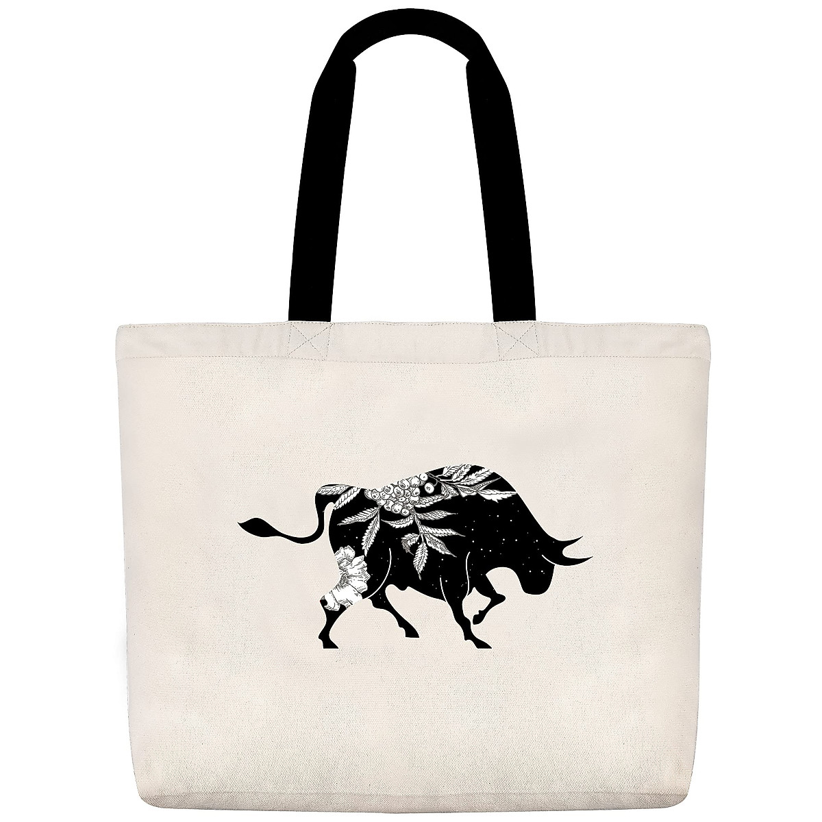 FIORICASA Taurus Gifts Women, Zodiac Canvas Tote Bag Aesthetic, 12 Constellation Reusable Cute Grocery Shoulder Bag with Zipper Pocket, Bulk Cotton Horoscope Handbag for Shopping,School,Books,Beach