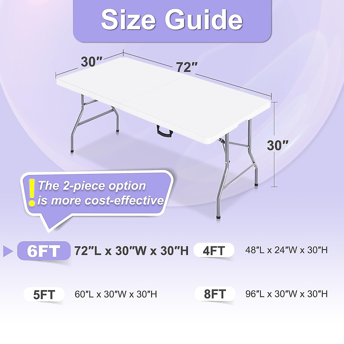 ABCCANOPY Spandex Table Cover 6 ft. Fitted 30+ Colors Polyester Tablecloth Stretch Spandex Table Cover-Table Toppers (6 FT, Black)