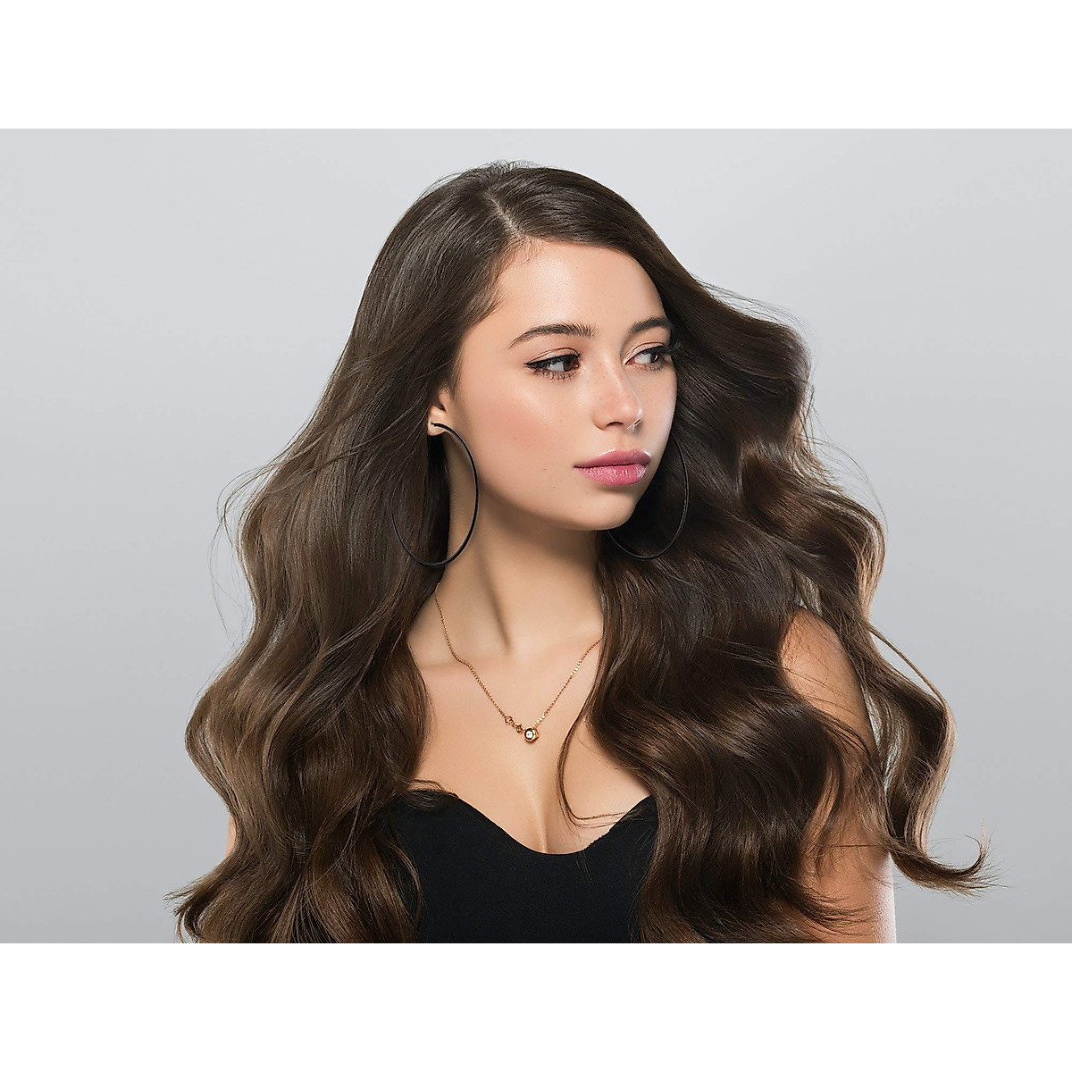 IDB Classic Stainless Steel Big Hoop Color Earrings - Huge Basketball Oversized Retro 80's Hoops - 3 1/8 inch (3.125" / 80mm) Diameter - (Midnight Black)