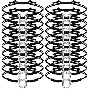 12 Pcs Horseshoe Bracelets Horse Bracelets Horseshoe Jewelry Equestrian Braided String Handmade Adjustable Bracelet for Horse Lover Anklet Gift Women Teen Girl Horse Party Favor (Horseshoe Style)