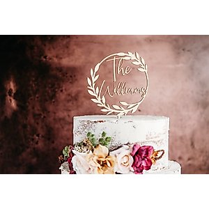 Wedding Custom Personalized Acrylic Wood Cake Topper, Hexagon, Geometric Cake Topper, Birthday Topper, Rustic Elegant Classic Cake Toppers
