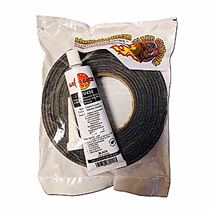 LavaLock® Self Stick Kit 1/2" x 1/8" Grey BBQ Smoker Gasket Black RTV Grill Sealer Hi-Temp