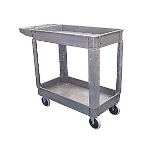 550lb Capacity Heavy Duty Plastic Utility Cart 40" L x 17-1/4" W with Handle 2 Shelves Pake Handling Tools