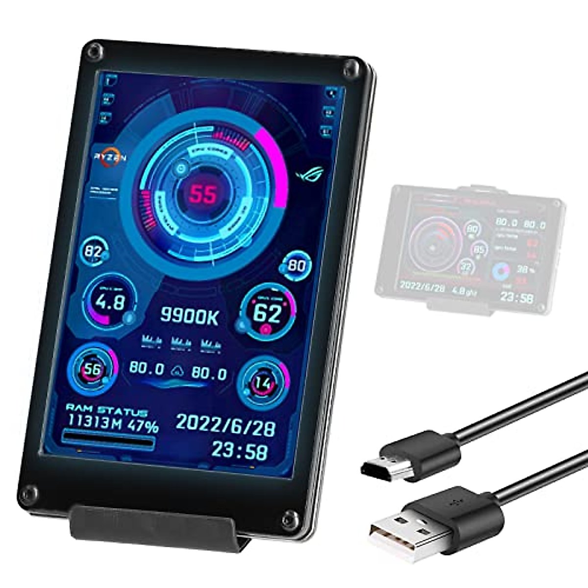 XIXIAN 3.5 Inch IPS LCD Monitor Display Computers Monitor CPU GPU Monitoring Sub-Screen Support Wins Linux System