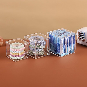 4.7/4/3.3/3/2.5 inch Clear Acrylic Box with Lid, Jewelry Display Box, Plastic Square Cube Decorative Storage Boxes for Candy Pill and Tiny Jewelry, Artwork Display