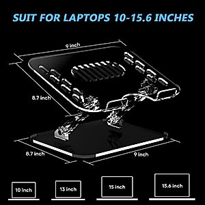 Lpoake Adjustable Laptop Stand, Portable Ergonomic Computer Stand for Laptop, Foldable Laptop Riser for Desk, Compatible with 10 to 15.6 Inches Notebook Computer Laptops (Transparent)