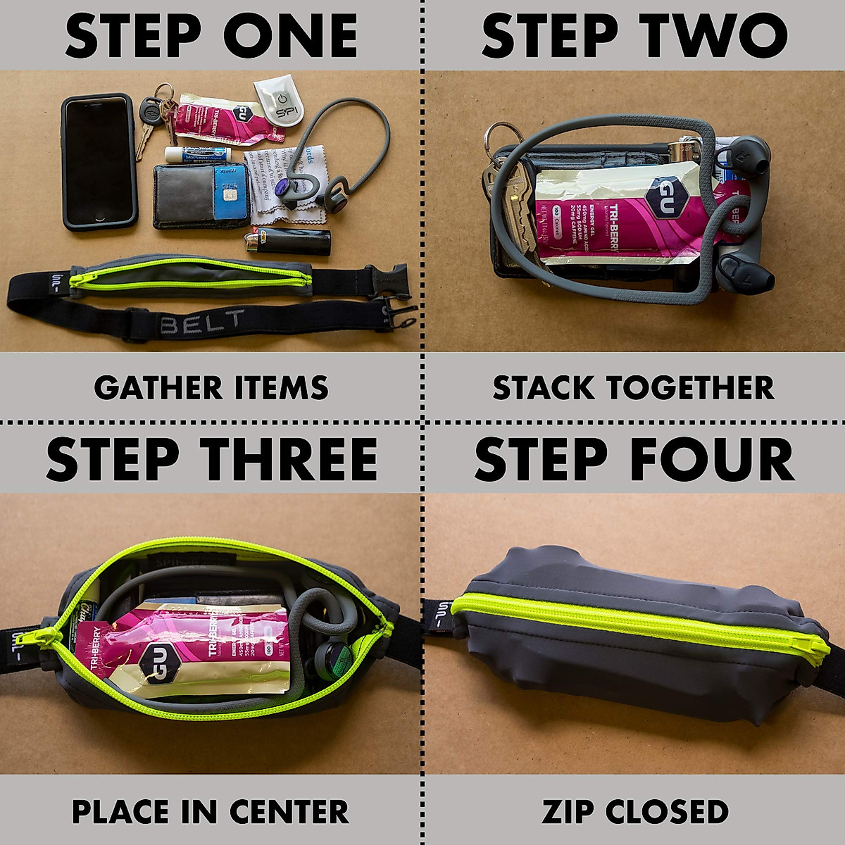 SPIbelt Large Pocket Running Belt for Women Men, Phone Holder for Running, Running Fanny Pack, Holder for Phone, Running Waist Pack, Expandable, Adjustable. Black with Turquoise Zipper