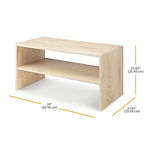 Whitmor Wood Stackable 2-Shelf Shoe Rack, White Oak, 24 inches