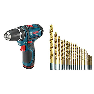 Bosch PS31-2A 12-Volt Max Lithium-Ion 3/8-Inch 2-Speed Drill/Driver Kit with 2 Batteries, Charger and Case w/ 21pc drill bit set