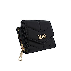 XOXO Women’s Wallet Small Black Vegan Leather Quilted Pattern Zip Around Indexer XW321354G-42-A02 0