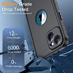 SPIDERCASE [Real 360 Designed for iPhone 13 Case Waterproof, Built-in 9H Tempered Glass Screen Protector [Dustproof] [12FT Military Dropproof][Full-Body Shockproof][IP68 Underwater] Case-Black