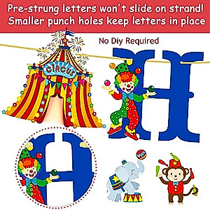 Circus Happy Birthday Banner Carnival Party Banners Circus Birthday Party Decorations 3Pcs Circus Theme Hanging Cutouts Banner for Carnival Baby Shower Supplies