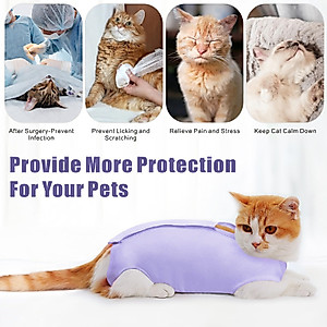 Idepet Cat Surgery Recovery Suit Kitten Onesie for Cats After Surgery Female Breathable Kitty Spay Suit for Abdominal Wound Skin Diseases E-Collar Alternative Wear(Purple,M)