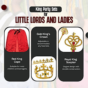 Tigerdoe King Party Set for Children- 24 pc Set- Royal King Costume Set for Kids- Dress Up for Pretend Play- Child Role Play- Costume Accessories