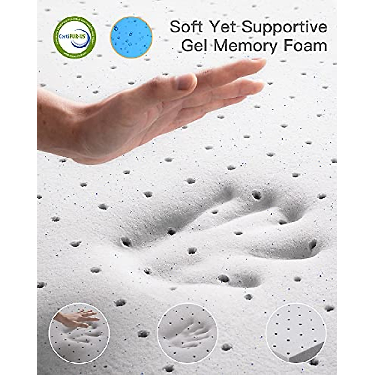 BedStory 4 Inch Memory Foam Mattress Topper Queen, Gel & Bamboo Charcoal Infused Bed Toppers, Foam Mattress Pad with Breathable Removable Cover, High-Density Memory Foam