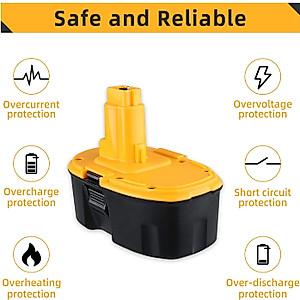 KINGTIANLE 2-Pack 18V 5.0Ah Replacement Battery for Dewalt 18 Volt XRP DC9096 Ni-Mh Batteries, Compatible with DC9098 DC9099 DW9095 DW9096 DW9098 Cordless Power Tools