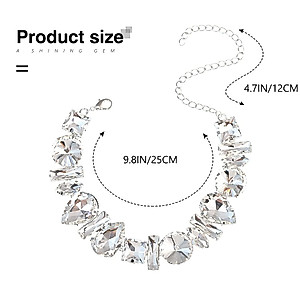 JEAIRTS Rhinestone Choker Necklace Sparkly Crystal Choker Statement Prom Necklaces for Women(1-Silver)