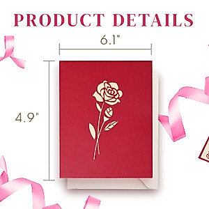 VUDECO Rose 3D Pop Up Happy Birthday Card Women Men Kid With Envelope Anniversary Card Wife Husband, Mothers Day Card Mom Greeting Card Wedding Thank You Card Thinking You Card Valentine Day Card
