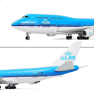 QIYUMOKE Boeing 747 NL-KLM 1/160 Large Scale Airplane Model -17 inches (Long) Die-cast Airplane Model for Adult -Model Plane 747 with Stand for Aviation Enthusiasts Gifts or Display Decorations