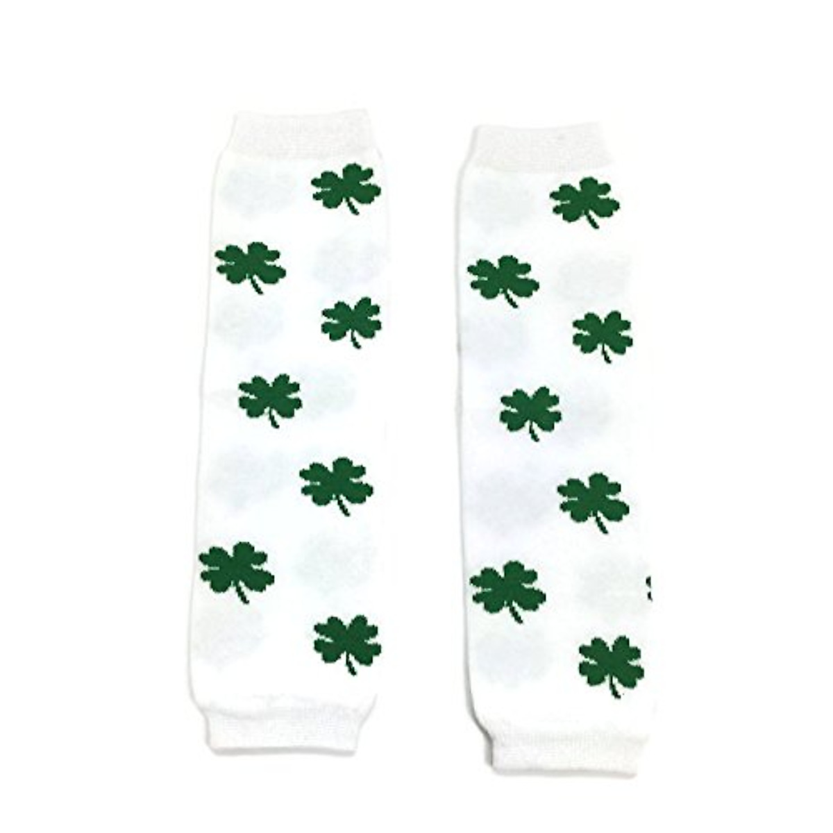Rush Dance Feast of Saint St Patrick's Day Baby/Toddler Leg Warmers (One Size, White & Green Shamrock)