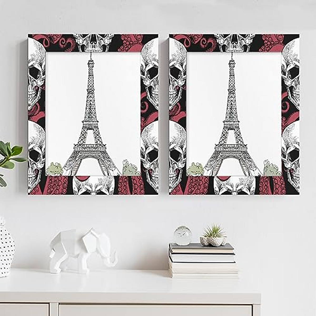 POFATO Skull Red Octopus11x14 Picture Frame Wood Photo Frame for Tabletop Display Wall Mount Picture Frame Display 11 x 14 Inch Photo Wall Decor Home Gift Frames