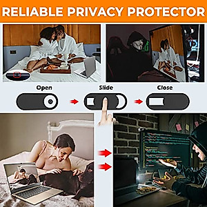 Trobing Laptop Camera Cover Slide [6 Pack], Ultra Thin Webcam Cover for Laptop, Computer, MacBook, Tablet, iPhone 8/7/6 Plus, Protect Your Privacy and Security [Black]