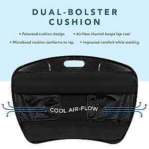 LapGear XL Laptop Lap Desk with Dual Mouse Pads and Wrist Rest, Left-Handed and Right-Handed - Black - Fits up to 15.6 Inch Laptops - Style No. 45592