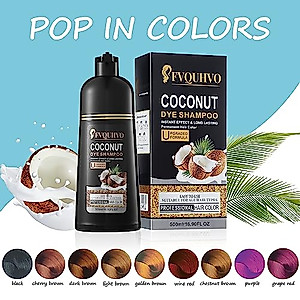 Dark Brown Hair Dye Shampoo for Gray Hair 3 in 1 Natural Coconut Hair Color Shampoo Women Men Semi-permanent Hair Dye in 15 Mins, Upgrade Long Lasting Salon Home Use Herbal Brown Hair Dye 16.9 Fl Oz (Dark brown)
