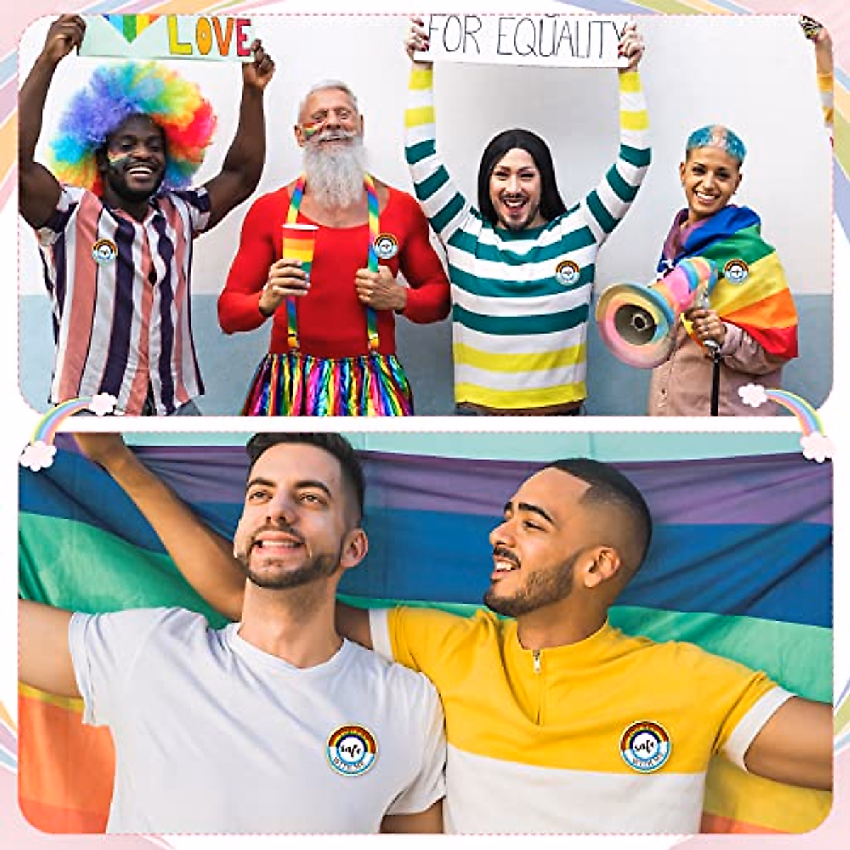 You are Safe with Me Enamel Pins Rainbow Lapel Pins Pride Pins LGBTQ Supports Badge Pin Cute Brooch Pin for Nurse Doctor Student Collar Clothing Backpack Bag Hat Decoration (200 Pcs)