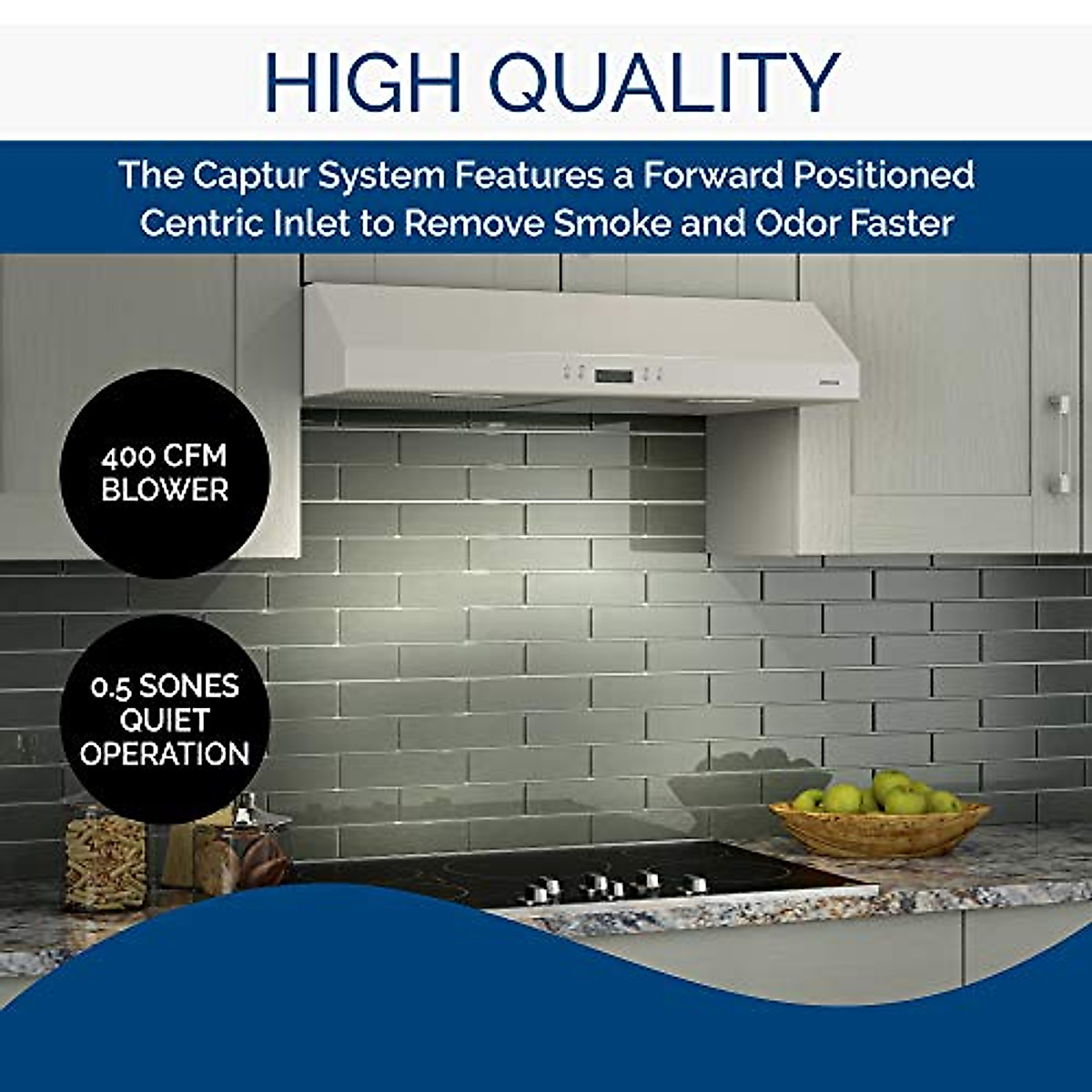 Broan-NuTone BCDJ130WH Glacier 30-inch Under-Cabinet 4-Way Convertible Range Hood with 3-Speed Exhaust Fan and Light, White