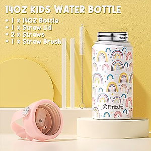 Fimibuke Kids Bento Lunch Box with 4 Compartments, Insulated lunch Bag, Stainless Steel Insulated Water Bottle, Ice Pack & Utensils, Birthday Gifts for Ages 3-12 Back to School Toddler Girls Boys