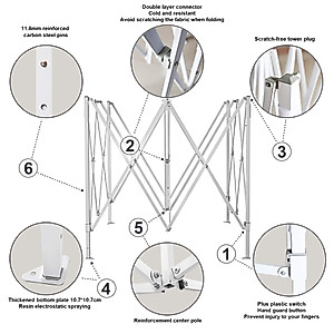 American Phoenix Canopy Tent 10x10 Easy Pop Up Outdoor Canopies Folding Instant Shelter Sunshade with 4 Removable Sidewalls (White)