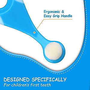 Ecovona Baby Toothbrush & Toddler Toothbrush for Age 0-2 Years Old | Extra Soft Bristle for Baby Teeth & Infant Gums | BPA-Free, Easy-Grip Finger Handle & Teething Pad | Dentist Recommended | 4-Pack